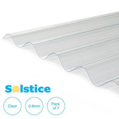 Solstice PVC Corrugated Sheet Clear 2500mm x 950mm x 0.8mm - Pack of 7