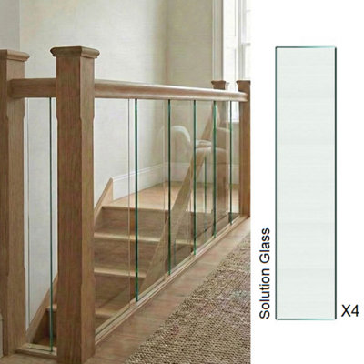 Solution Clear Toughened Glass Landing Panel (H)860mm (W)200mm (T)8mm ...