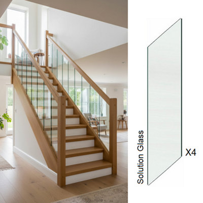 Solution Clear Toughened Glass Rake Panel (H)800mm (W)200mm (T)8mm Pack ...