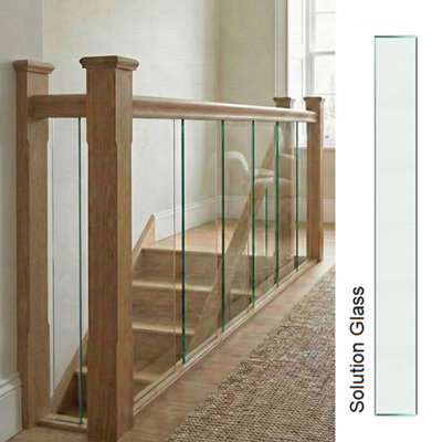 Solution Clear Toughened Glass Small Landing Panel (H)860mm (W)80mm (T ...