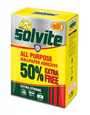 Solvite 1882382 All Purpose Wallpaper Paste Sachet 20 Roll + 50% Free ...