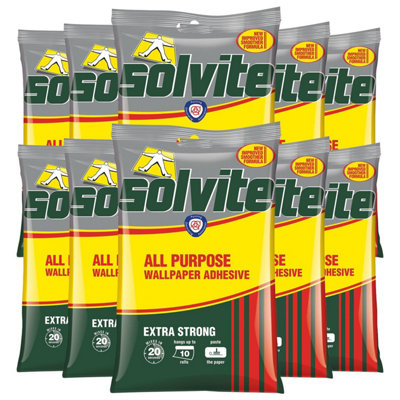 Solvite All-Purpose Extra Strong Wallpaper Adhesive, 10 Sachets (approx ...