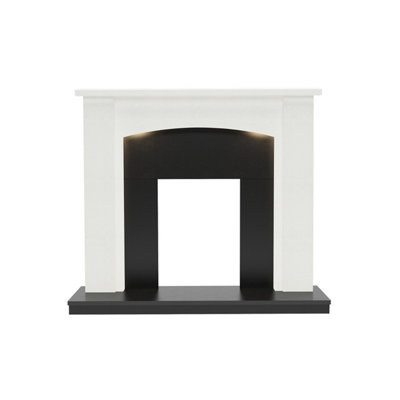 Somerton 48" White & Black Granite Micro Marble Fire Surround (45mm Rebate)
