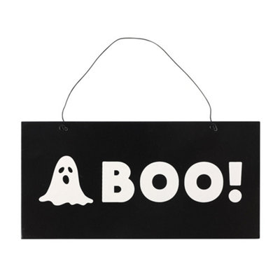 Something Different Boo Ghost Halloween Plaque Black/White (One Size ...