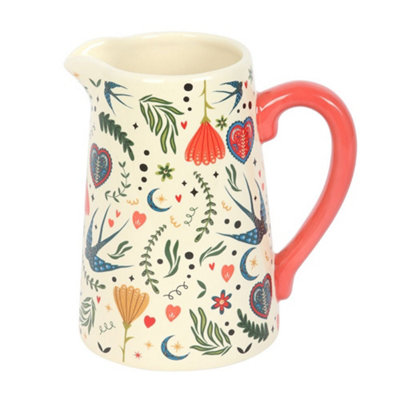 Something Different Folk Print Flower Jug Cream/Pink (One Size)