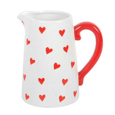 Something Different Heart Ceramic Flower Jug White/Red (One Size)
