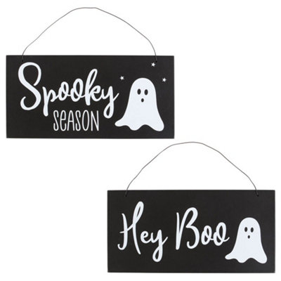 Something Different Hey Boo Sign (Pack of 2) Black/White (One Size ...