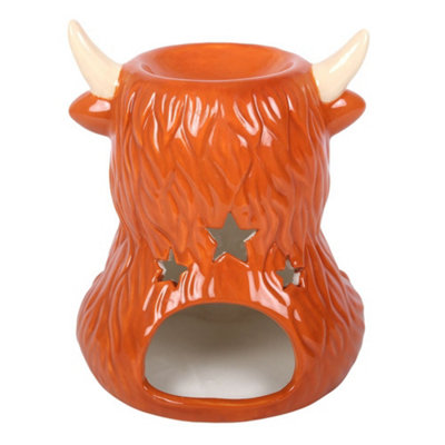 SOMETHING DIFFERENT HIGHLAND COW OIL BURNER & WAX MELTS ORANGE (ONE SIZE)