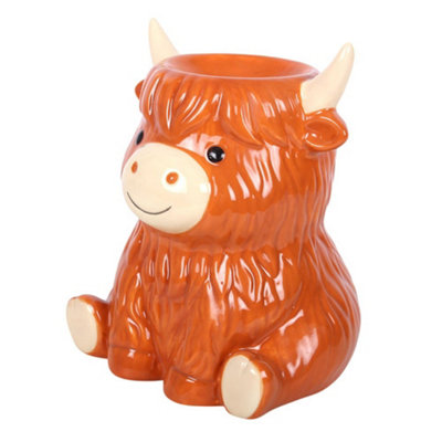 SOMETHING DIFFERENT HIGHLAND COW OIL BURNER & WAX MELTS ORANGE (ONE SIZE)