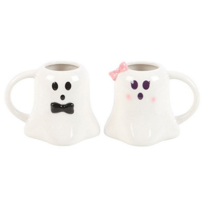 Something Different Mr And Mrs Boo Ghost Mug Set White/Black/Baby Pink ...