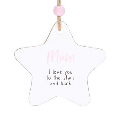 Something Different Mum Star Hanging Sentiment Sign White/Pink/Black ...
