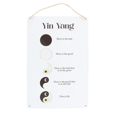 Something Different Tin Yin Yang Hanging Sign White/Black (One Size)