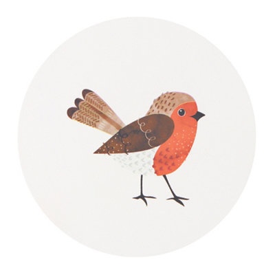 Something Different Winter Robin MDF Coaster Set White/Brown/Orange ...