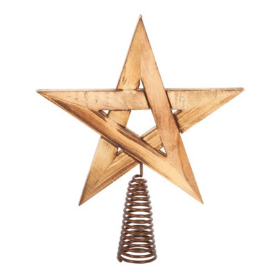 Something Different Wooden Pentagram Tree Topper Wood (One Size)