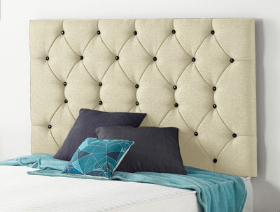 Somnior 3FT Premier Single 32 inches Beige Linen Headboard With Wooden ...