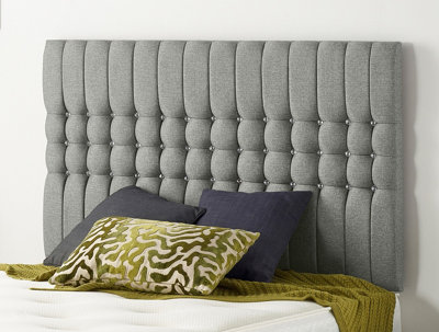 Somnior 4FT Galaxy Small Double 32 inches Silver Linen Headboard With ...