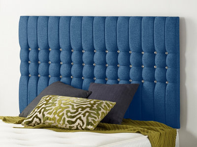 Somnior 4FT6 Galaxy Double 32 inches Plush Navy Headboard With Wooden ...