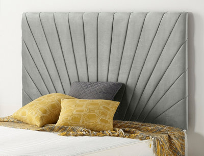 Somnior 5FT Platinum King 32 inches Tweed Grey Headboard With Wooden Struts