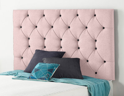 Somnior 5FT Premier King 32 inches Plush Pink Headboard With Wooden Struts