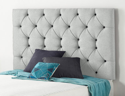 Somnior 5FT Premier King 32 inches Sage Linen Headboard With Wooden Struts