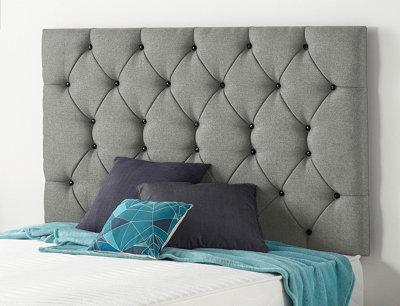 Somnior 5FT Premier King 32 inches Silver Linen Headboard With Wooden ...
