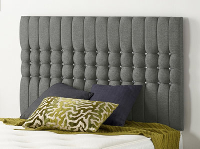 Somnior 6FT Galaxy Super King 32 inches Grey Linen Headboard With ...