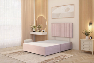 Somnior Alexas Plush Velvet 4FT Small Double Divan Bed Base with ...