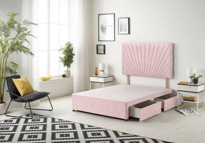 Somnior Platinum Plush Pink Divan Bed Base With 2 Drawers And Headboard ...