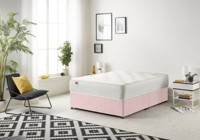 Somnior Plush Pink Memory Foam Divan Bed With Mattress -Single