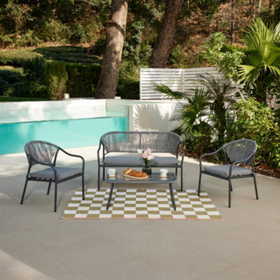 Sona Rope Garden Lounge Set, Grey