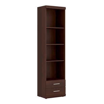 Sonderborg Dark Mahogany Tall Narrow Display Cabinet with Open Shelves ...