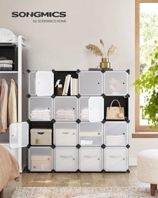 SONGMICS 12-Cube Storage Unit, Shoe Rack, Stackable Cubes, Plastic ...