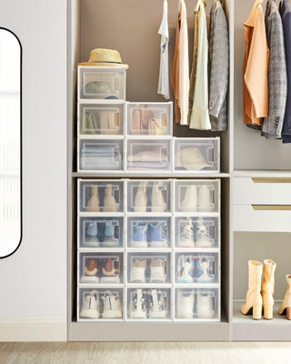 SONGMICS 18 Shoe Organizing Boxes, Stackable Storage Solution ...