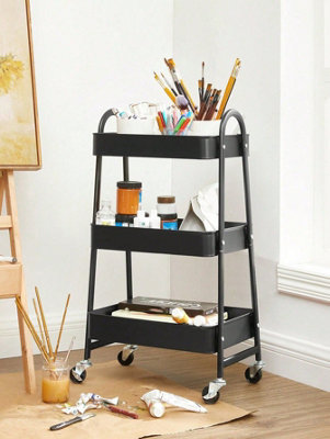 SONGMICS 3-Tier Rolling Cart, Metal Storage Cart, Kitchen Storage ...