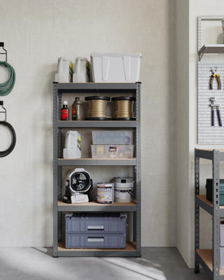 SONGMICS 5-Tier Steel Storage Unit, Shelves, Bolt-Free Assembly, Great ...