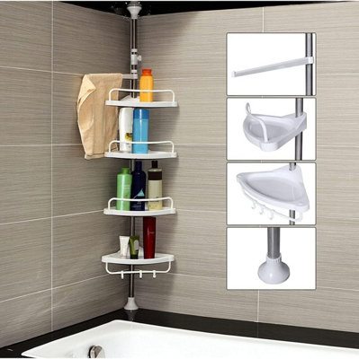 SONGMICS Adjustable Bathroom Corner Shelf, Telescopic Shower Caddy ...