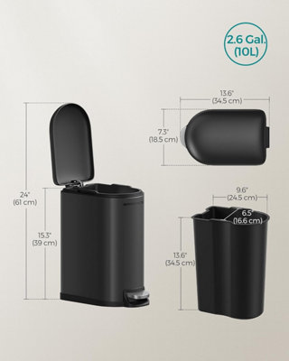 SONGMICS Bathroom Bin, Small Bin with Lid, Pedal Toilet Bin, Slim for ...
