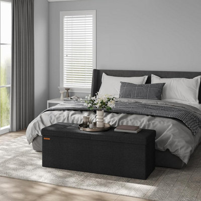 SONGMICS Bench Ottoman, Extended Storage Solution with Flip-Top Design ...