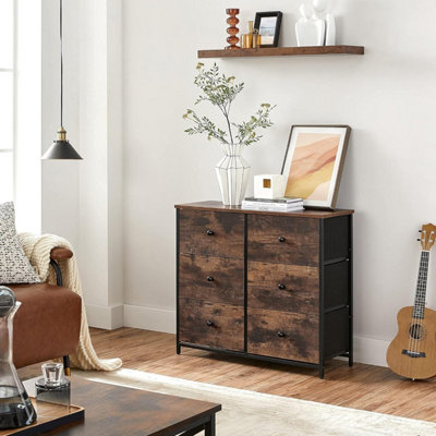 SONGMICS Chest of Drawers, 6 Fabric Drawers with Metal Frame, Storage ...