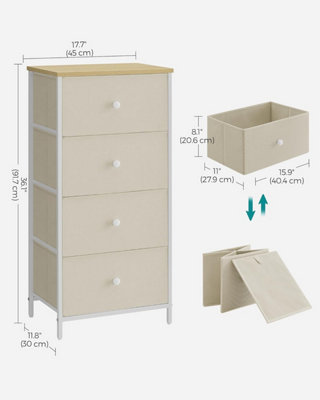 SONGMICS Chest of Drawers Bedroom, Drawer Storage Unit, Dresser with 4 ...