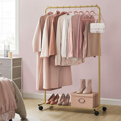 SONGMICS Clothes Rail with Lockable Wheels, Clothes Rack, Hanging Rail ...