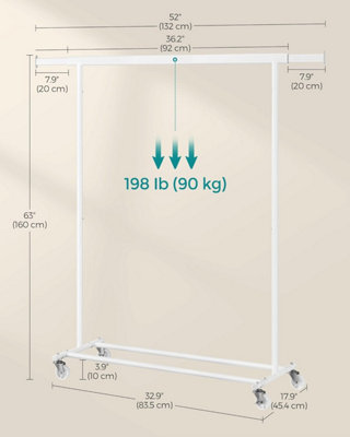 SONGMICS Clothes Stand on Casters, Robust Garment Rack, Expandable ...