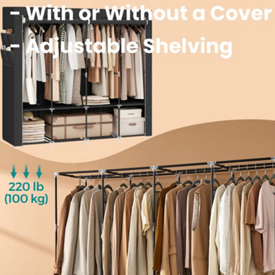 Songmics Clothes Wardrobe, Portable Closet, Garment Organiser Rack with ...