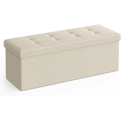 SONGMICS Compact Storage Chest, Padded Ottoman Bench with Lid, Perfect ...