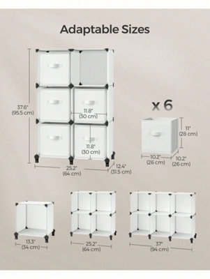 SONGMICS Cube Storage Unit With Storage Boxes, 6-Cube Clothes Storage ...