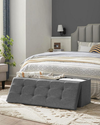 SONGMICS Cushioned Storage Bench, Portable Ottoman with Lid, Great for ...