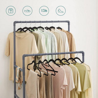 SONGMICS Double Bar Clothes Rack, Clothes Rail, Garment Hanging Rail ...