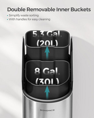 SONGMICS Dual Compartment Recycling Bin, Large Capacity, Slim Kitchen ...