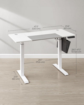 SONGMICS Electric Standing Desk Height Adjustable Desk Spliced Tabletop 4 Memorable Heights Classic White and Dove