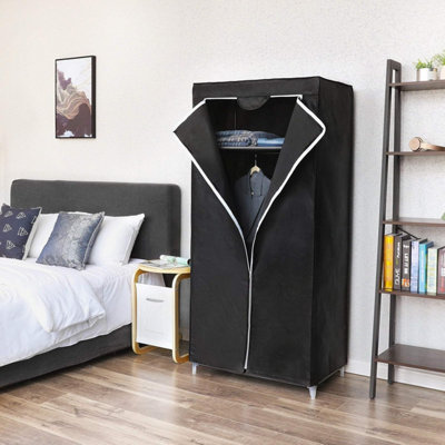 SONGMICS Foldable Single Wardrobe with Hanging Rail, Clothes Organiser ...